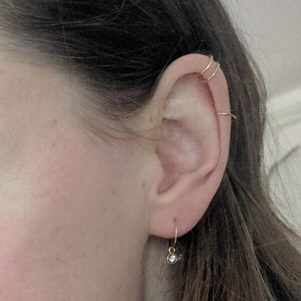 Solid Gold Helix Cuff - Double Ear Cuff - Adjustable Hammered Cuff ...