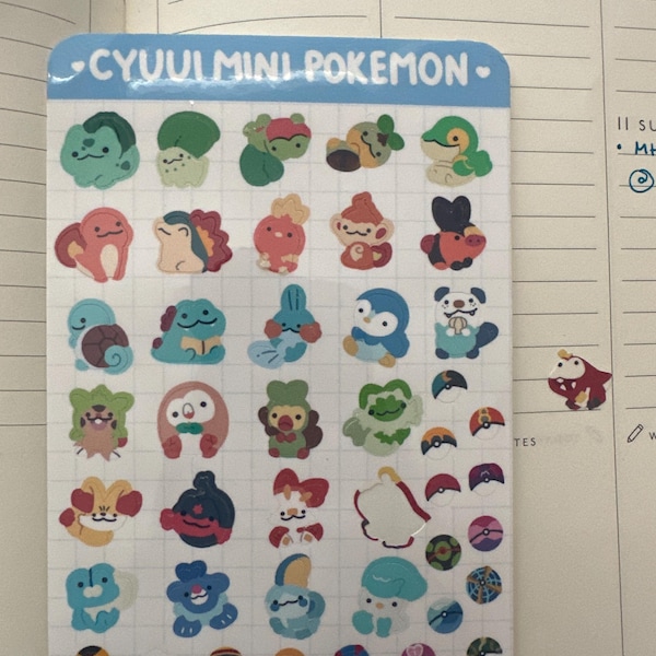 Tiny Pokemon Starters Sticker Sheet - Etsy