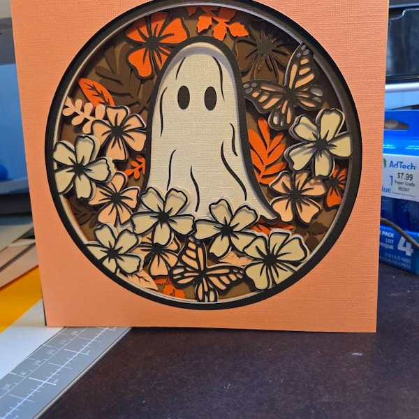 3d Floral Ghost Shadow Box Svg, Cute Ghost Svg, 3d Layered Svg ...