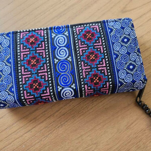 One of a Kind Hmong Hill Tribe Embroidered Women Wallet Purse With Pom ...
