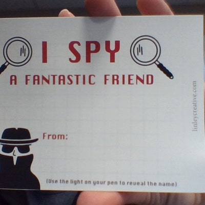Printable Invisible Ink Pen Valentine, Secret Agent Cards, I Spy School ...