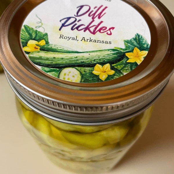 Custom Watercolor Pickle Canning Labels, Round Printed Personalized ...