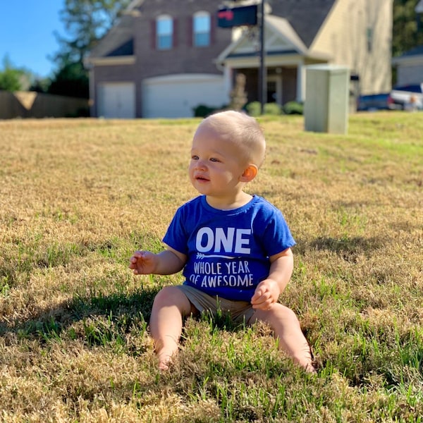 ONE Whole Year of Awesome - 1st Birthday Shirt - Front and Back Design ...