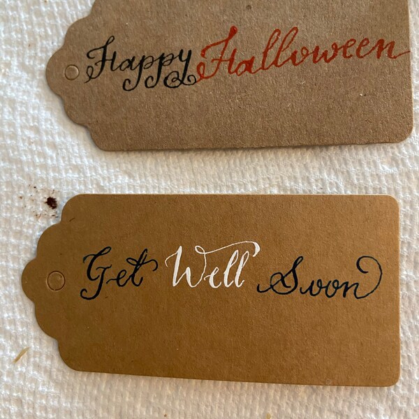 Handmade Calligraphy Kraft Name Tags, Wedding Favors - Etsy