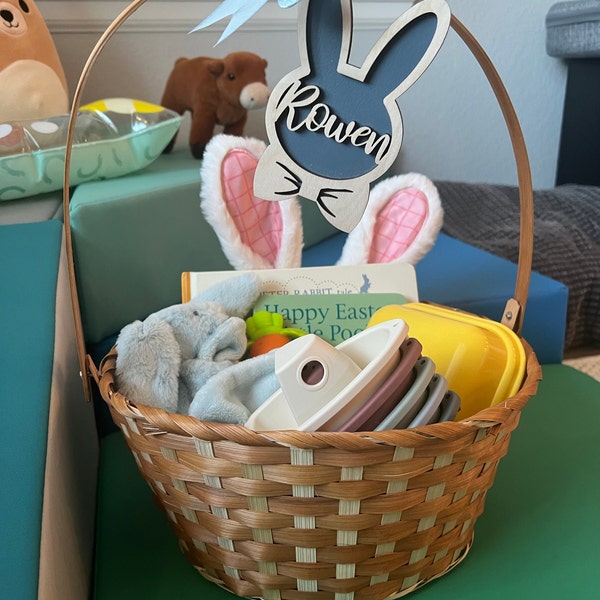 Personalized Bunny Easter Basket Tag Custom Easter Place Card Name ...