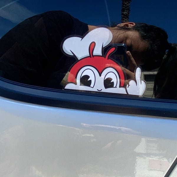 Rude Red Jollibee Sticker // Filipino Sticker // Jollibee Peeker ...