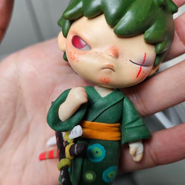 Customize Commission: Custom Hirono Popmart Vol 2 to Zoro Handmade Clay ...