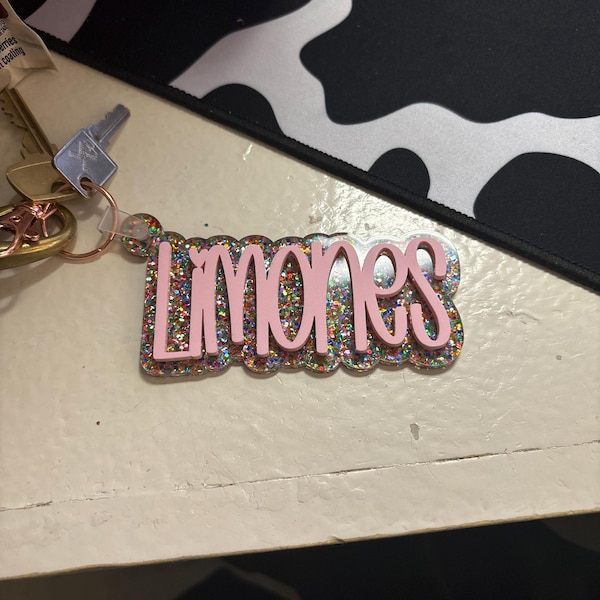 Confetti Acrylic Keychain | Personalized Acrylic Name Tag | Backpack ...
