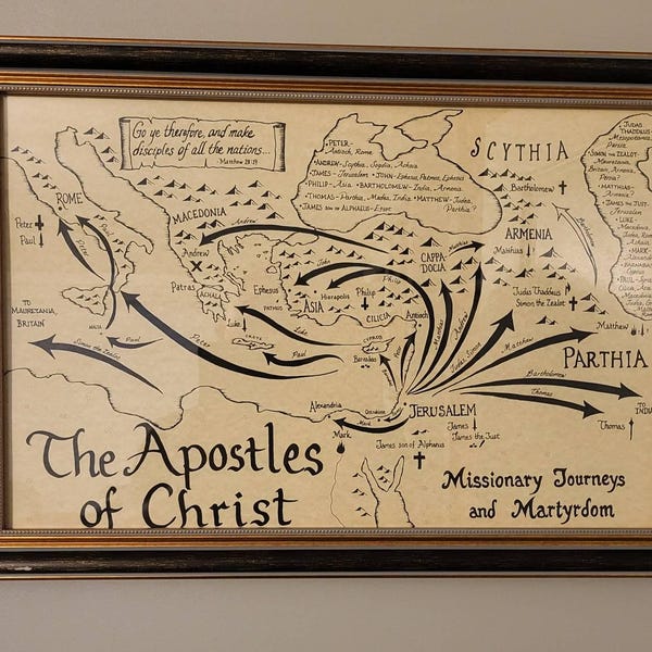 Apostles of Christ Hand Drawn Map - Etsy