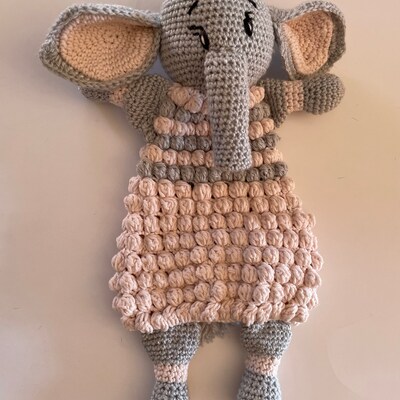 Сomforter & Rattle ELEPHANT Security Blanket Crochet Lovey Lovey ...