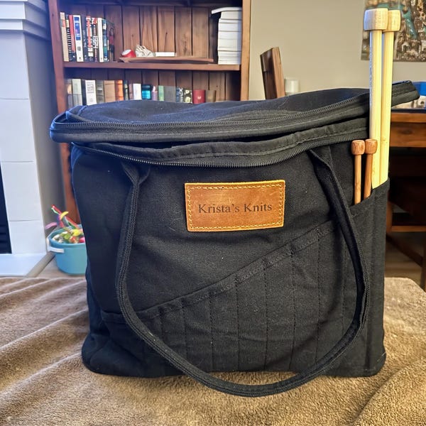 Personalization Canvas Knitting Bag, Gift for Knitter, Yarn Storage ...