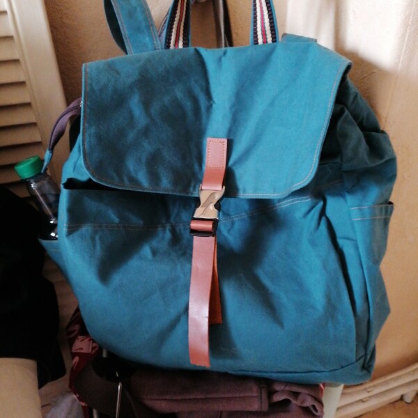 Waxed Canvas Backpack for School, Diaper Bag Backpack , Teal Blue ...