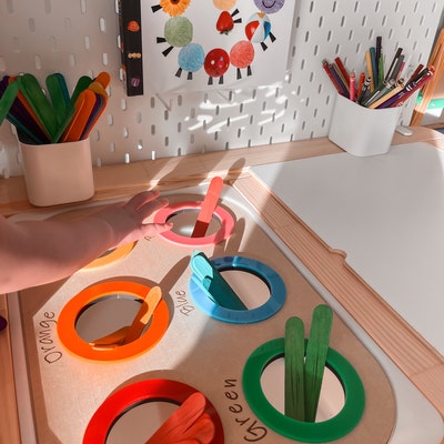 FLISAT/ TROFAST Coloured Large Ball Table Insert or Tub. Wooden Insert ...