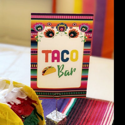 Taco Bar Sign, Printable Taco Sign, Mexican Fiesta Decorations, Taco ...