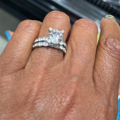 4 Ct Princess Cut Wedding Ring Set Engagement Ring Wedding Band Diamond ...