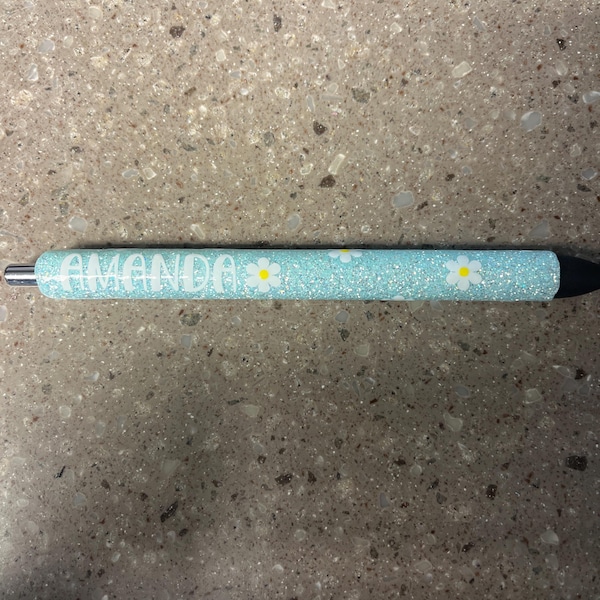 Personalized Glitter Daisy Pen: Custom Floral Stationery Gift - Etsy