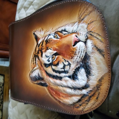 Leather Wallet, Tiger Wallet, Hand-tooled Leather Wallet, Passport ...