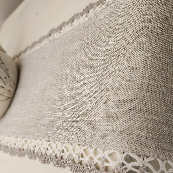 28 Inch Round Linen Table Topper With Lace Edge Small Round Tablecloth ...