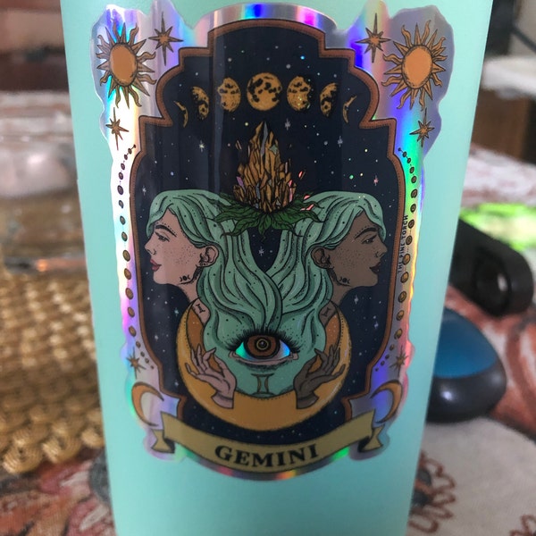 Gemini Zodiac Holographic Sticker, Gemini Zodiac Sticker, Waterproof ...