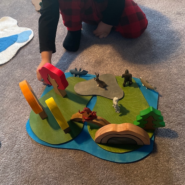 Wood Play Mat for Small World Playscapes - Great Small World Toys for ...