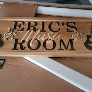 Personalized Music Room Sign Custom Studio Sign Acoustic Guitar Sign ...