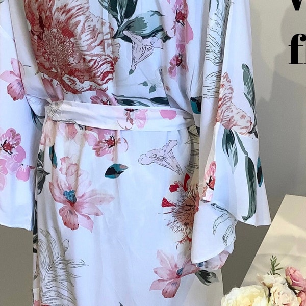 Bridesmaid Floral Robes, Floral Cotton Robe Bridesmaid Gift, Wedding ...