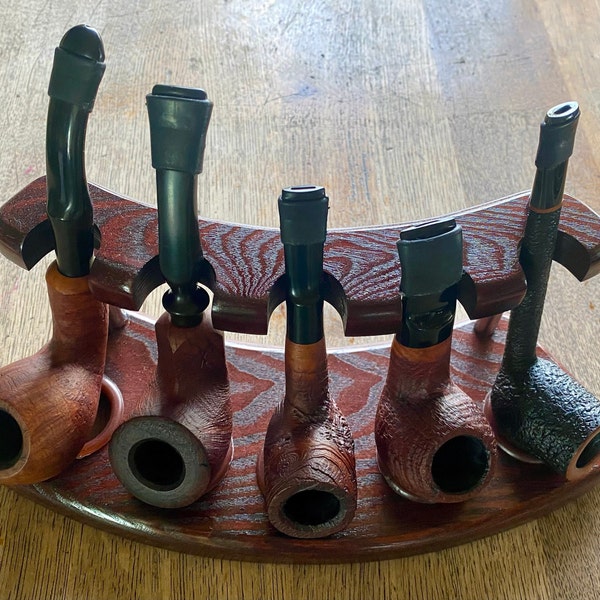 Tobacco Pipe Rack for 5 Smoking Pipes - Pipe Stand Holder Made of Solid ...