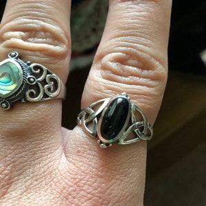Celtic Knot Ring With Lab Created Black Onyx-sterling Silver | Etsy