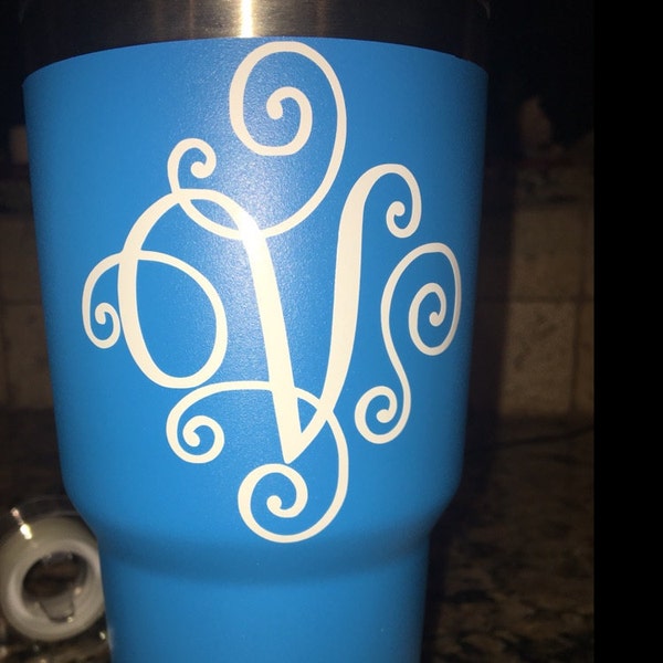 YETI Monogram Decal, YETI Decal for Women, Scroll Monogram for Yeti ...