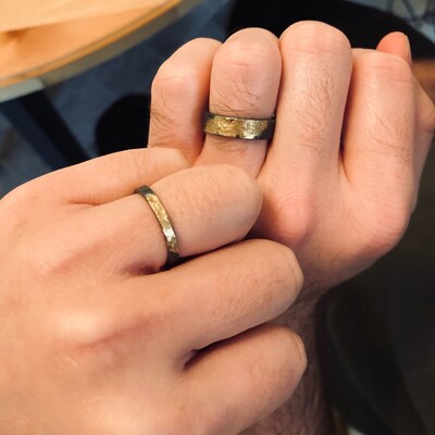 Sterling Silver & 24K Gold Keum Boo Ring Set, Matching Rings, Unique ...