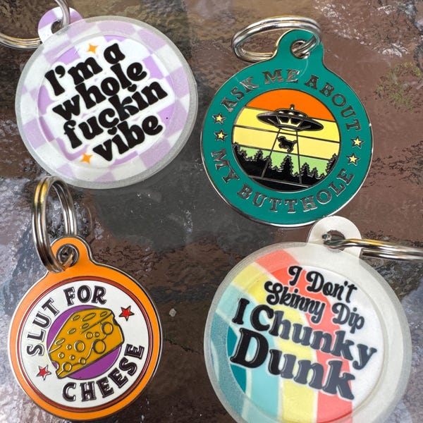 Funny Dog Tag • Checkerboard Retro Pet ID Tag Engraved • Size Small or ...