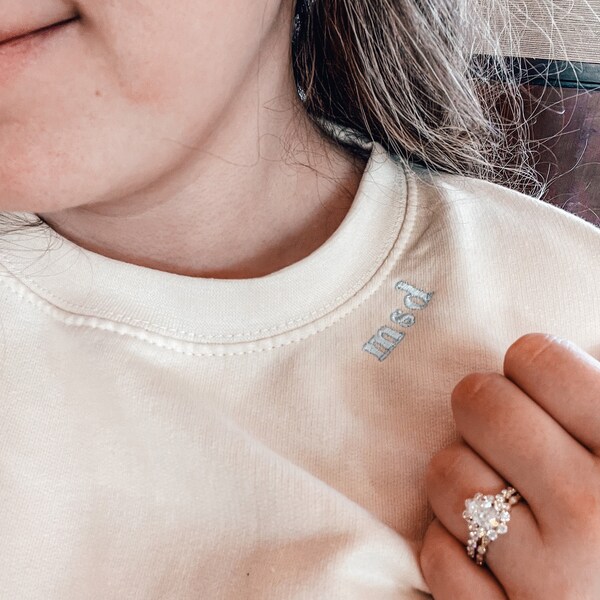 Collar Embroidered Initial Sweatshirt, Monogramed Sweatshirt, Gift for ...