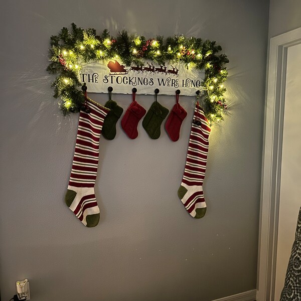 Christmas Stocking Holder Sign Personalized With Names the Stockings ...