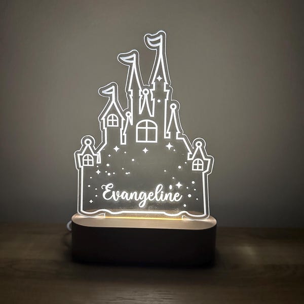 Personalized Princess Castle Night Light - Custom LED Lamp for Kids ...