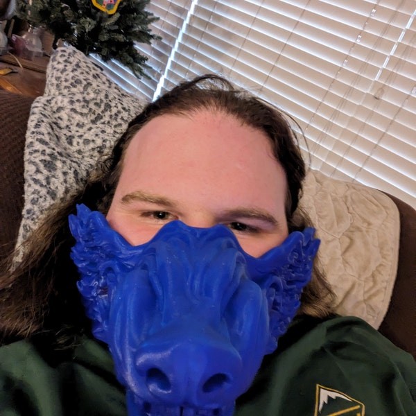 Snarling Wolf Mask - 3D Printed Demon Oni Half Mask - Etsy
