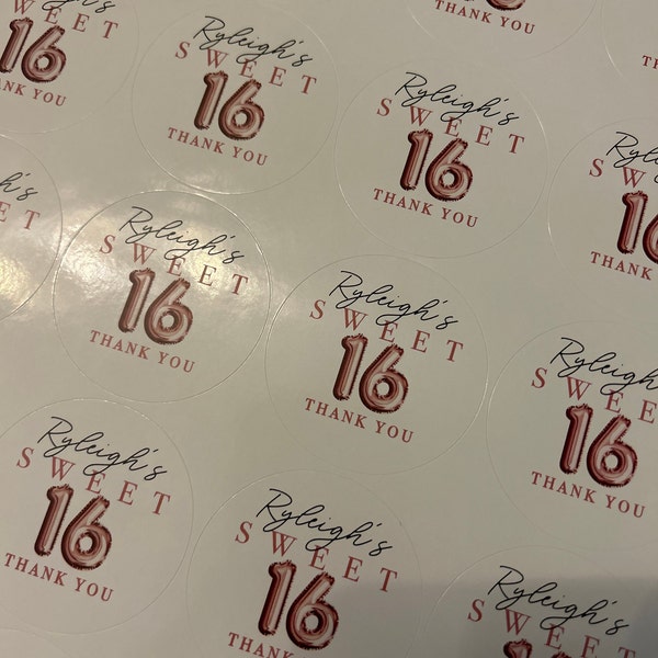 Sweet 16 Stickers,rose Gold Number Balloon Stickers,birthday Favor ...