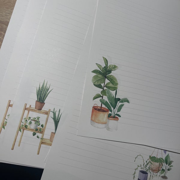 Printable Plant Stationery Paper / 4 Styles / 8.5x11, A4 / Letter ...
