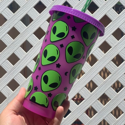 Aliens Sbux Cold Cup No Hole SVG PNG Dxf No Gap Stars Alien Face Outer ...