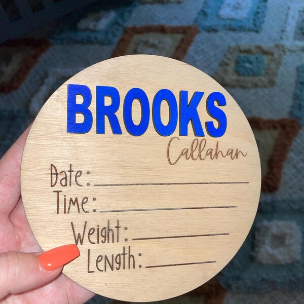 Hello Stat Disc birth Announcement Disc Baby Announcement New Baby Sign ...