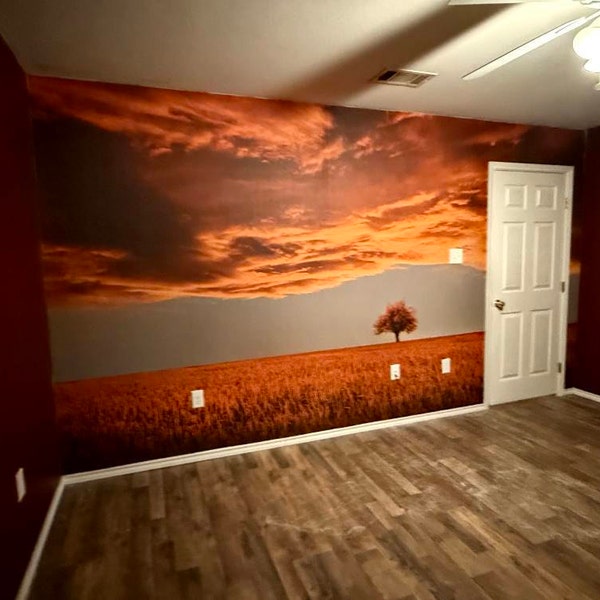 Golden Bamboo Forest With Flying Cranes & Sunset Vinyl Peel and Stick ...