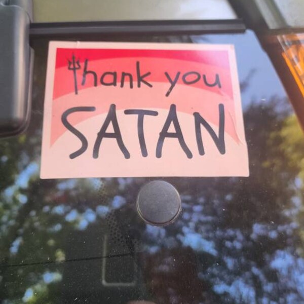 Thank You Satan Decal - Funny Devil Decal - Thank You Satan Bumper ...