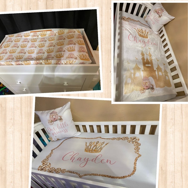 Princess Crib Bedding Set, Baby Girl Crib Bedding, Personalized Crib ...