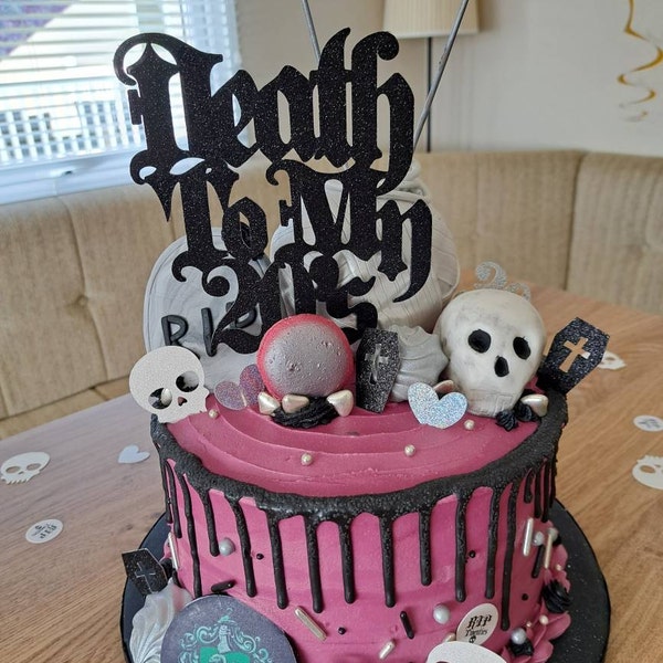 Custom Gothic Birthday Cake Topper - Goth Birthday Cake Topper, Glitter ...
