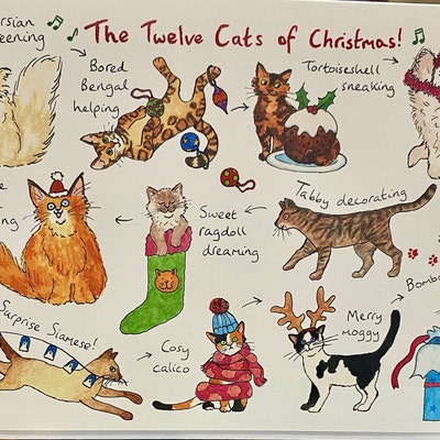 The Twelve Cats of Christmas... A Christmas Card for Cat Lovers - Etsy
