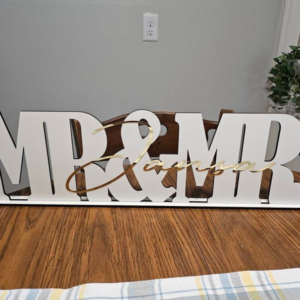 Mr & Mrs Wedding Sign,wedding Centerpiece Top Table Sign,wedding Table ...
