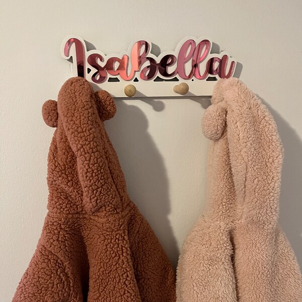 Personalized Coat Rack -kids Room- Wallpeg - Wood Coat Rack - Acrylic ...