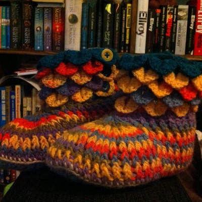 CROCHET PATTERN: Dragon Slippers Crocodile Stitch Boots adult Sizes ...