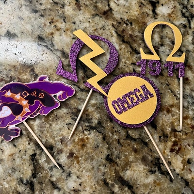 Omega Cupcake Toppersfraternity Cupcake Toppers - Etsy