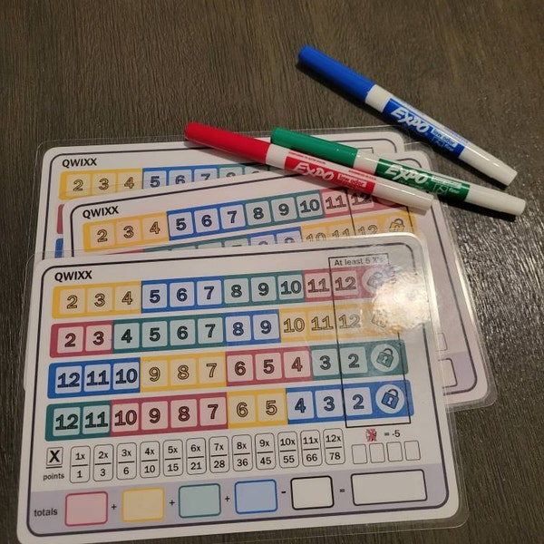 Qwixx Scoresheet, Dry Erase, Reusable, Fun, Double Sided. - Etsy