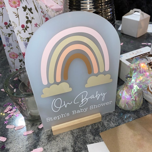 Personalised Rainbow Baby Shower Arch Sign | Frosted Acrylic Event ...